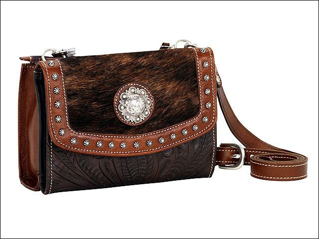 AMERICAN WEST LEATHER TEXAS TWO STEP SMALL HANDBAG WALLET