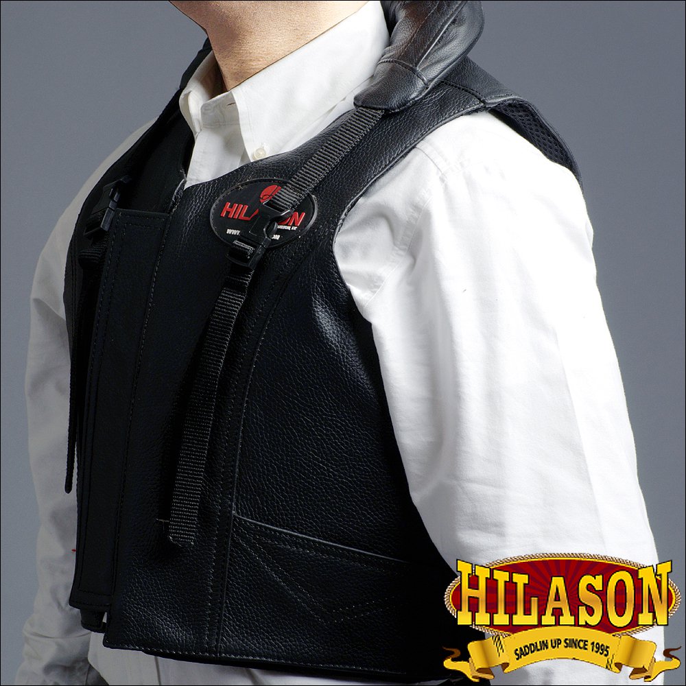 PV101- HILASON LEATHER BAREBACK PRO RODEO BULL RIDING PROTECTIVE VEST LARGE