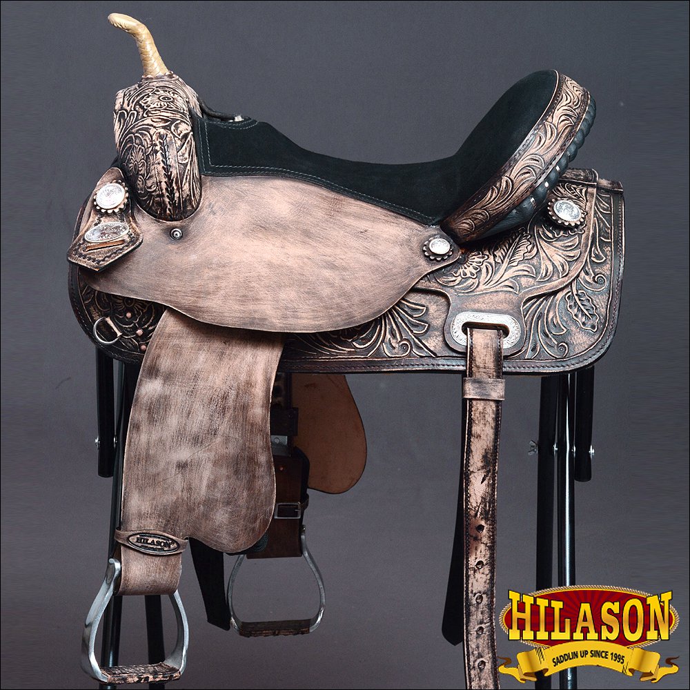 TT801DBRO-F HILASON WESTERN FLEX TREE BARREL RACING TRAIL SADDLE 14 15 ...