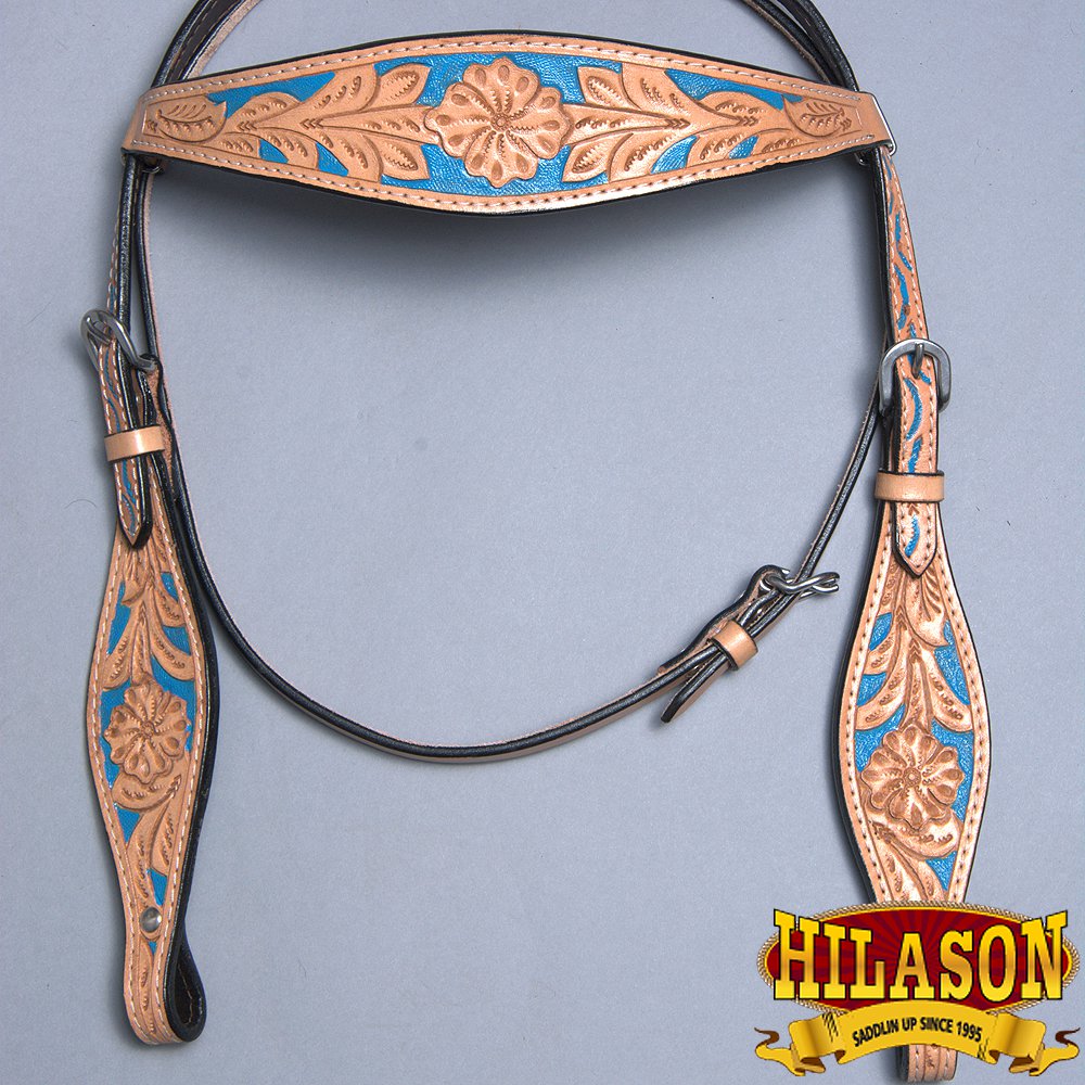 HILASON WESTERN LEATHER HORSE BRIDLE HEADSTALL FLORAL CARVED TAN ...