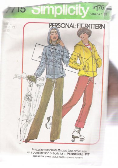 Misses' Unlined Jacket and Pants Simplicity #7715 Sewing Pattern