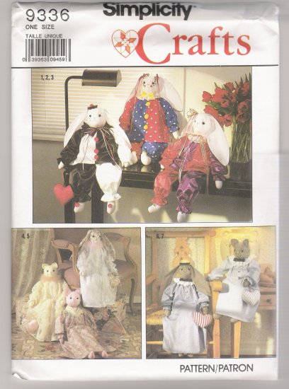 Decorative Stuffed 24" Bunny and Cat and Clothes Simplicity #9336 ...