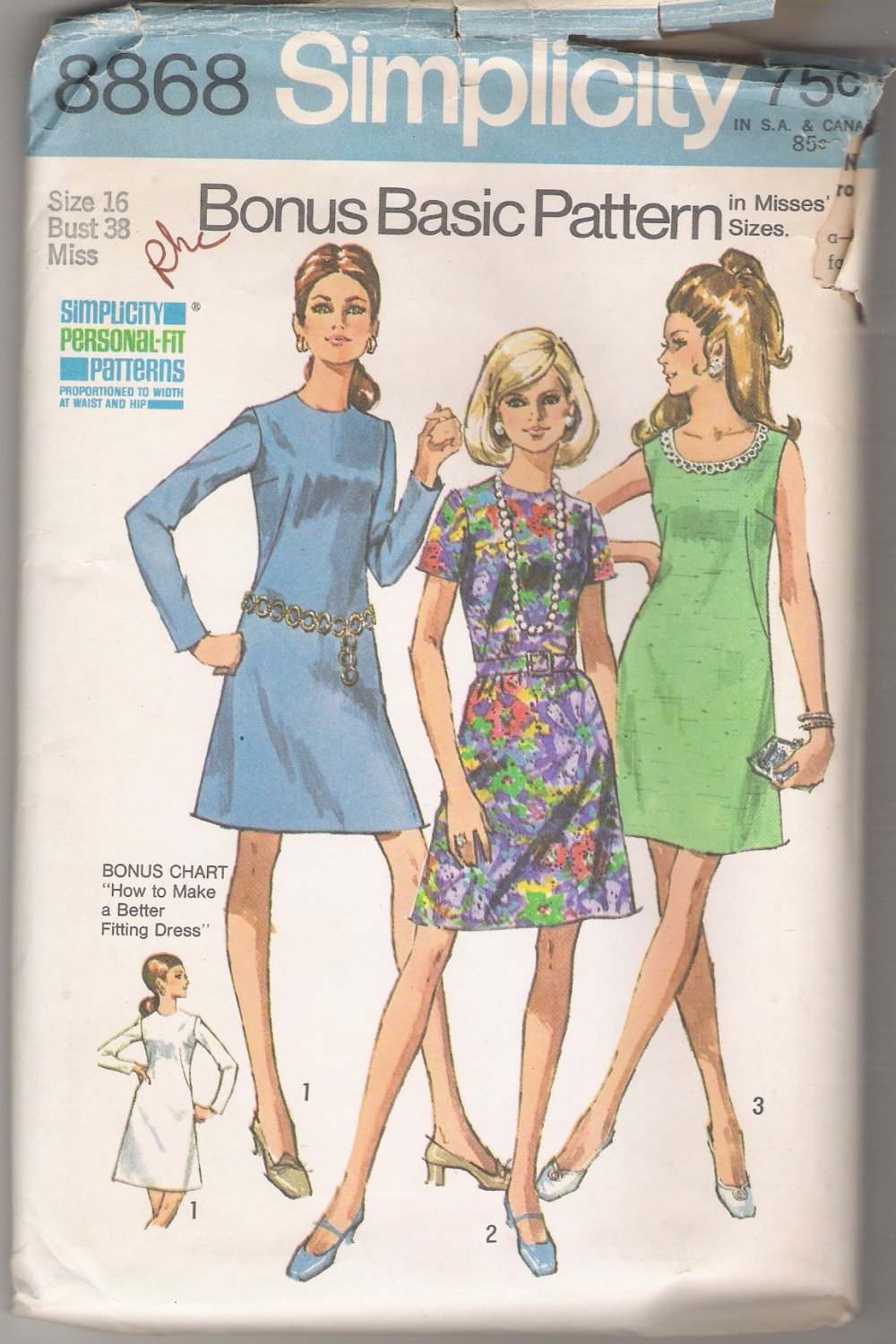 Misses' Bonus Basic Dress with Two Necklines Simplicity #8868 Sewing ...