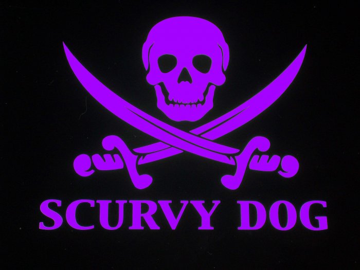 Scurvy Dog Skull & Crossbones Vinyl Decal - Pick Color!
