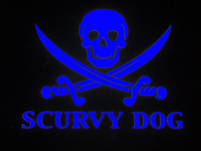 Scurvy Dog Skull & Crossbones Vinyl Decal - Pick Color!