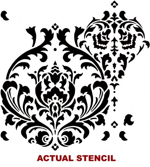 LARGE WALL PAINTING STENCIL DAMASK ANNA, Easy Wallpaper Stenciling