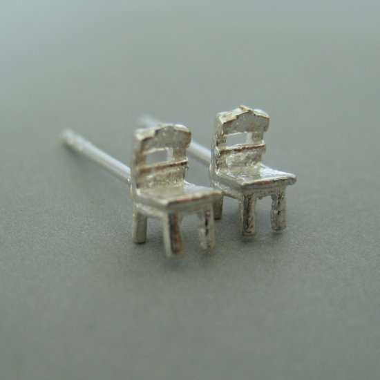 Sterling silver chair stud earrings, EC463