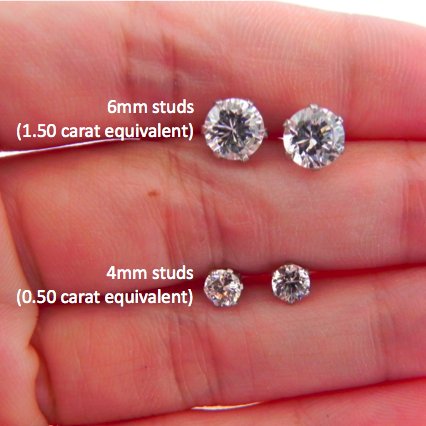 Men's diamond cz stud earrings, 4mm diamond, EC513