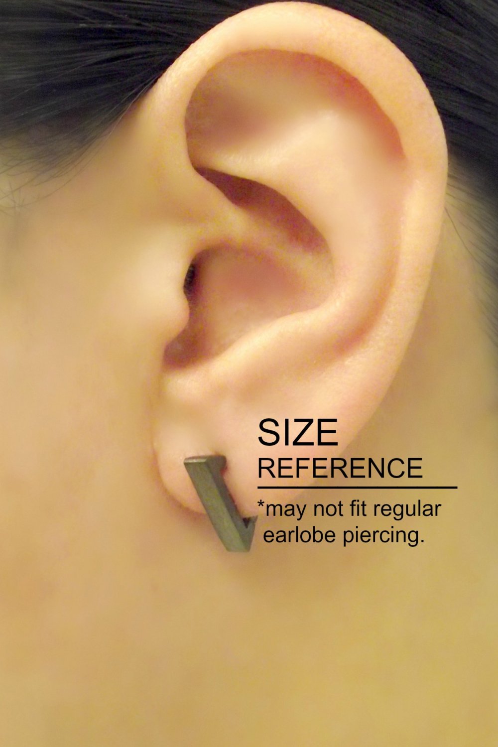 Men's earrings in triangle hoops, cartilage piercing earrings, S, black ...