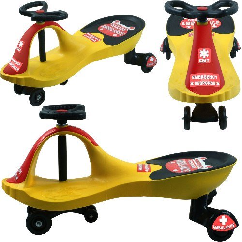 Yellow Ambulance Wiggle Ride-On Car