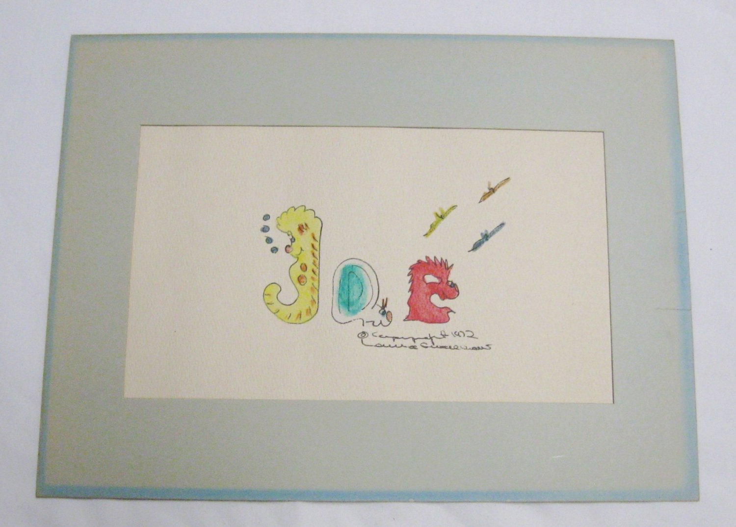 Vintage 1972 Child/Kid Name Drawing ~ Joe ~ Suitable for Framing-12 X 9
