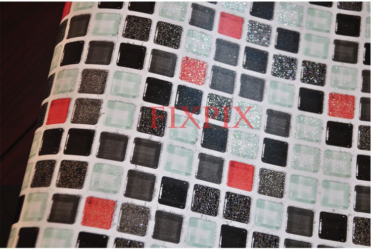 Mosaic Sticker Tile Transfer Bathroom Kitchen 50cm x 50cm Black Red