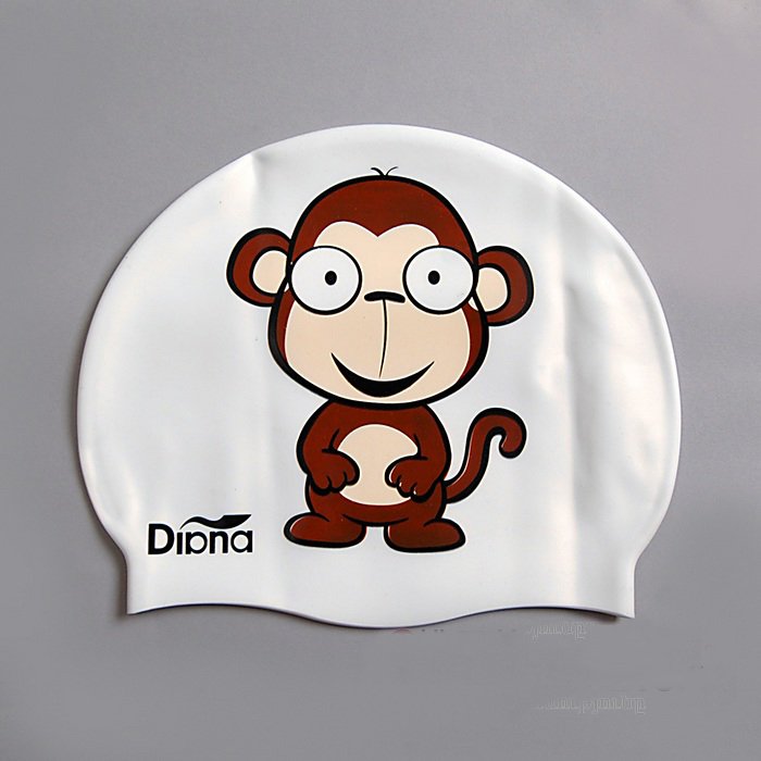 Kid Swimming Pool Monkey Swim Sliccon Fabric Cap / Bathing Cap Pink S003