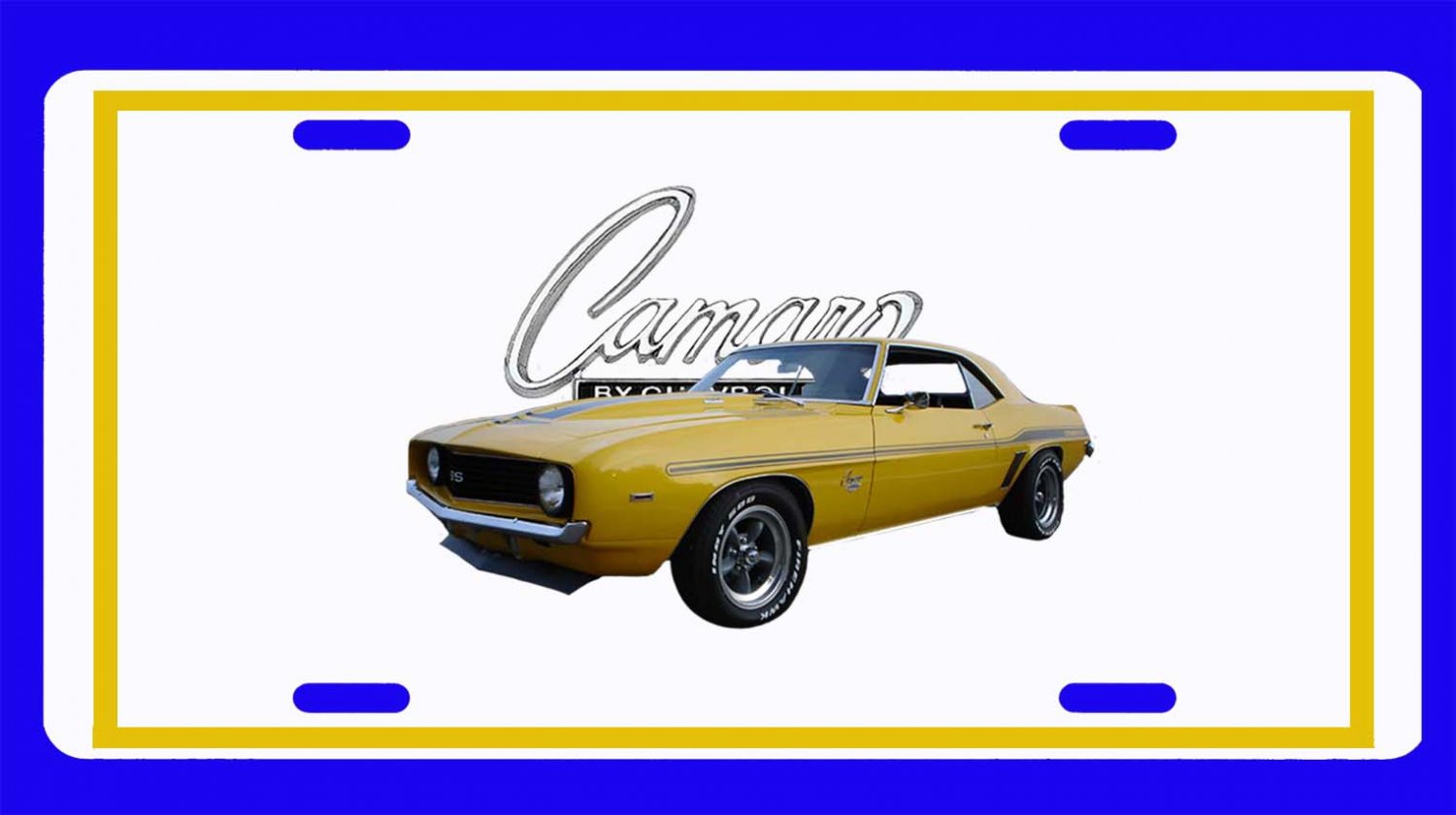 NEW 1969 Yellow Chevy Yenko Camaro w/Camaro Logo License Plate FREE ...