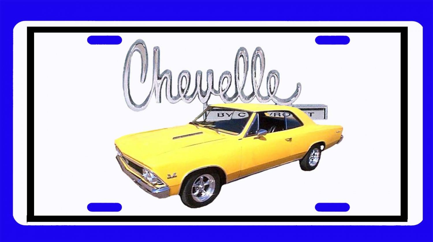 NEW 1966 Yellow Chevy Chevelle w/ Chevelle Logo License Plate FREE ...