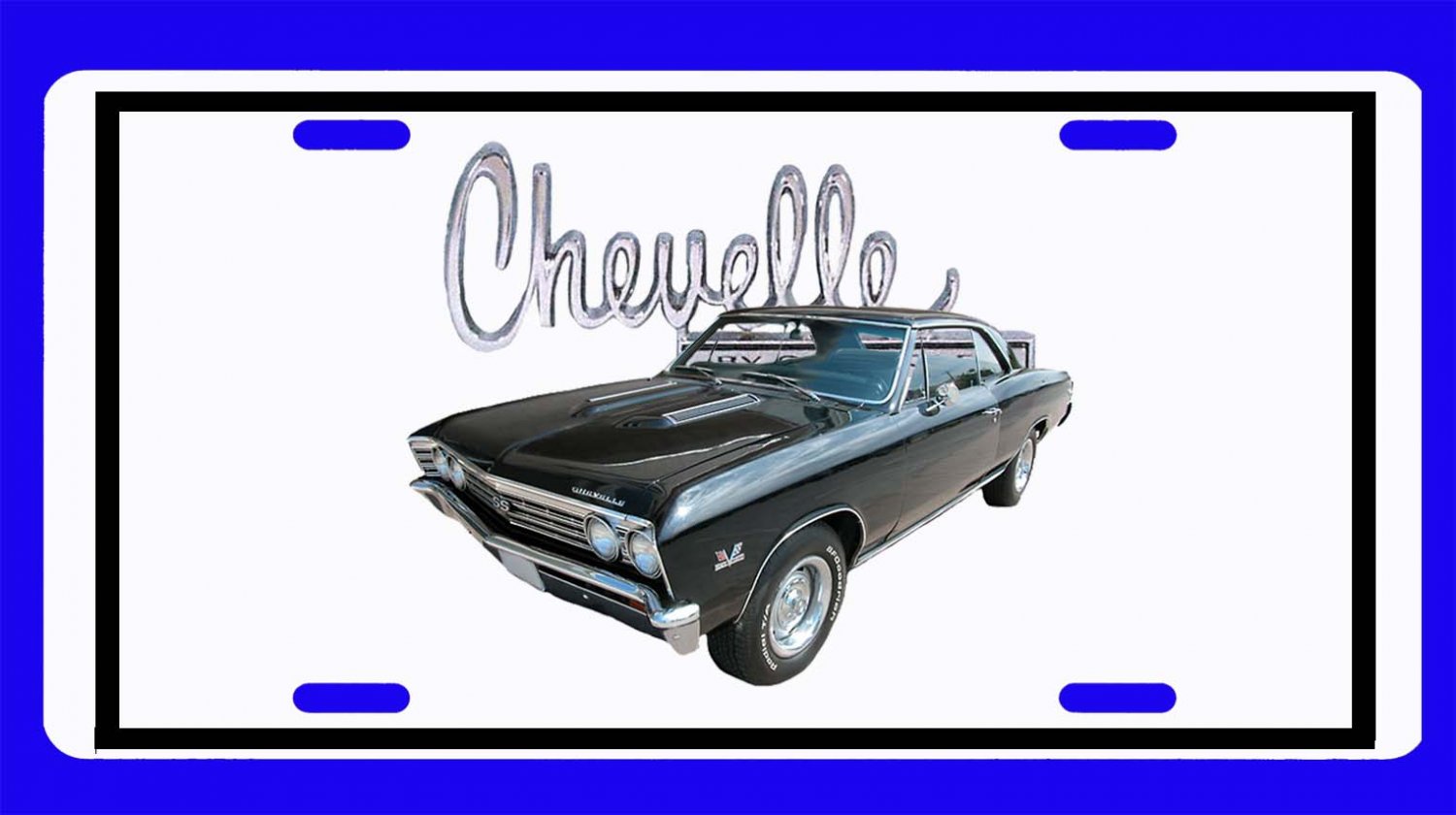 NEW 1967 Black Chevy Chevelle w/ Chevelle Logo License Plate FREE SHIPPING!