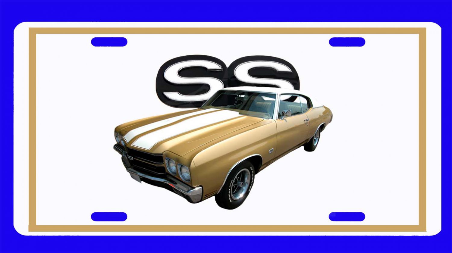NEW 1970 Gold Chevy Chevelle SS w/ SS Logo License Plate FREE SHIPPING!