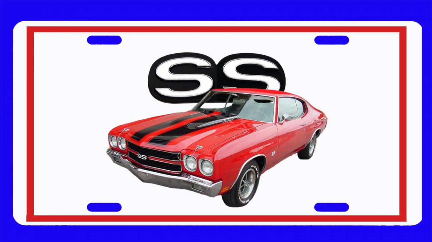 NEW 1970 Red w/Black Chevy Chevelle SS w/ SS Logo License Plate FREE ...
