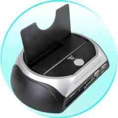 SATA Hard Drive Docking Station + Multi-Format Card Reader New
