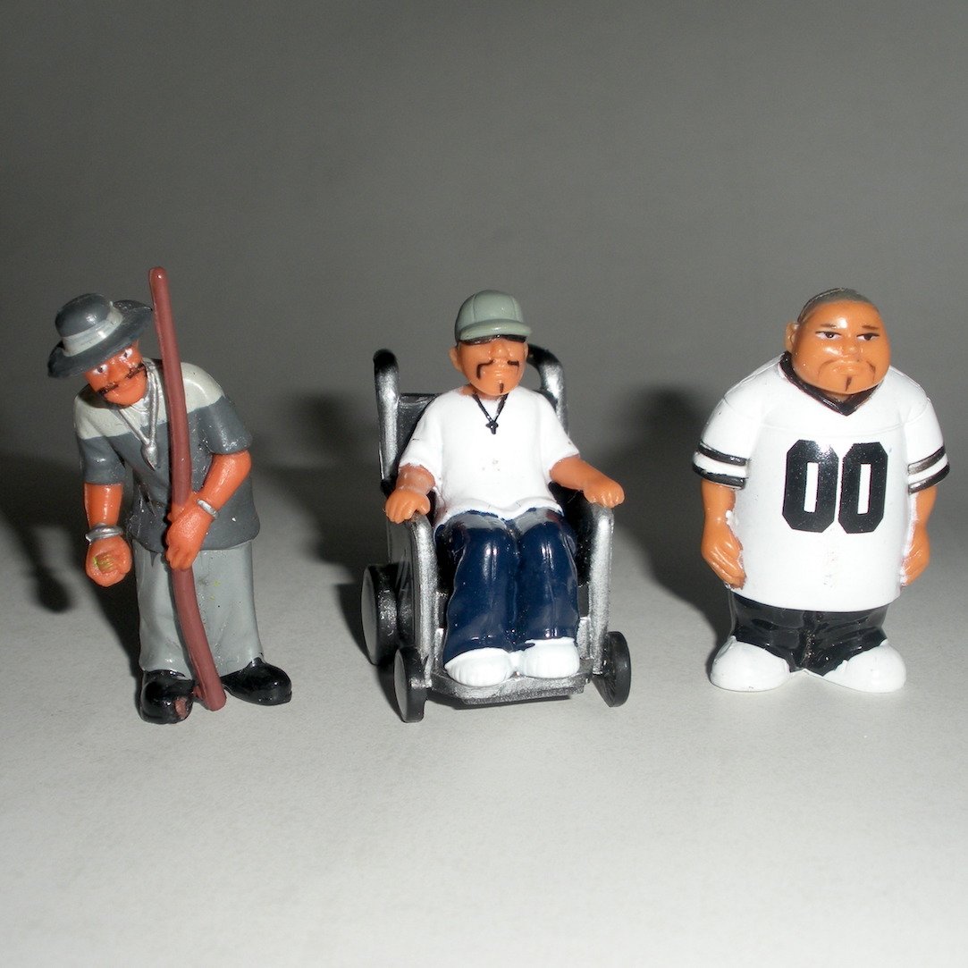 6 Homies Figures Wheel Chair, Clown, Skeleton, Skateboard