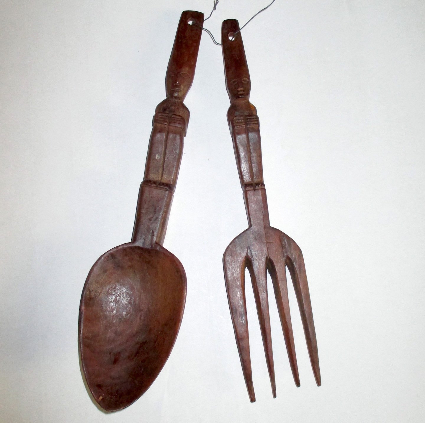 Vintage Hand Carved African Fork Spoon