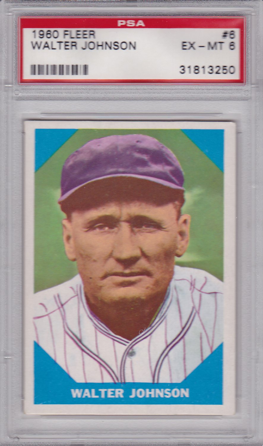 Walter Johnson 1960 Fleer #6 Baseball Card PSA 6 EX-MT