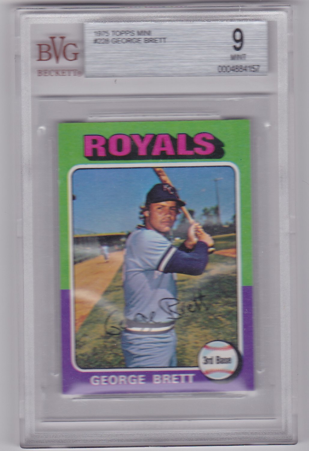 George Brett 1975 Topps #228 Mini Rookie Baseball Card BVG 9 MINT