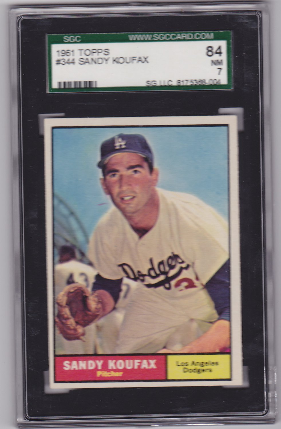 SANDY KOUFAX 1961 Topps #344 Baseball Card SGC 84 NM 7