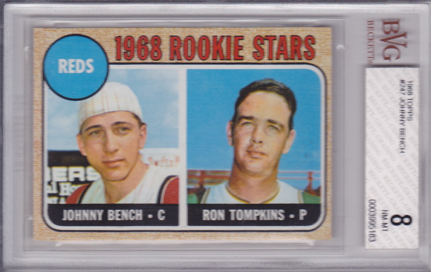 Johnny Bench 1968 Topps #247 Rookie Card Graded BVG 8 NM-MT