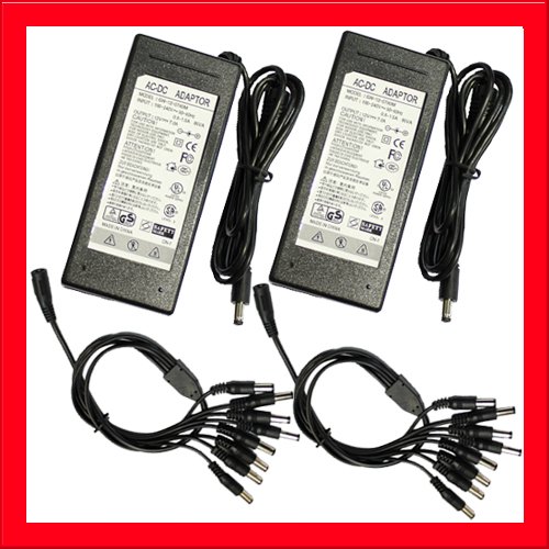 (2) AC/DC Power Adapter 12V 7Amp 1 to 8 Power Splitters