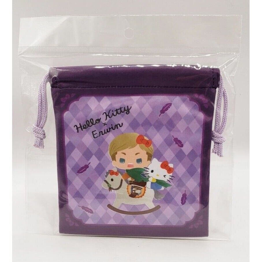Attack on Titan x Sanrio Erwin & Hello Kitty Drawstring Pouch Bag NEW ...