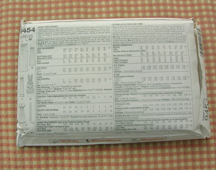 Adults Fairy Costume Sewing Pattern by Andrea Schewe Simplicity 9454