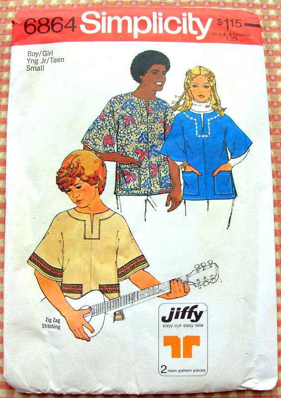 Simplicity 6864 African Inspired Top Vintage 70s Sewing Pattern Small