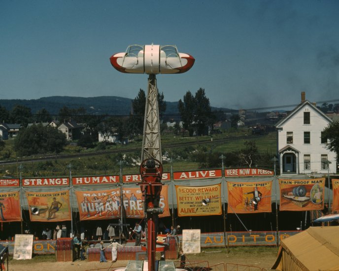 CARNIVAL RIDE FREAK SIDE SHOW PHOTO VINTAGE FAIR 40S HISTROIC VT 16x20 ...