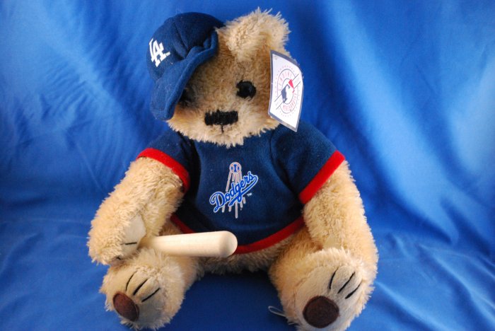LA Dodgers Teddy Bear w/h Bat MLB Good Stuff 2002