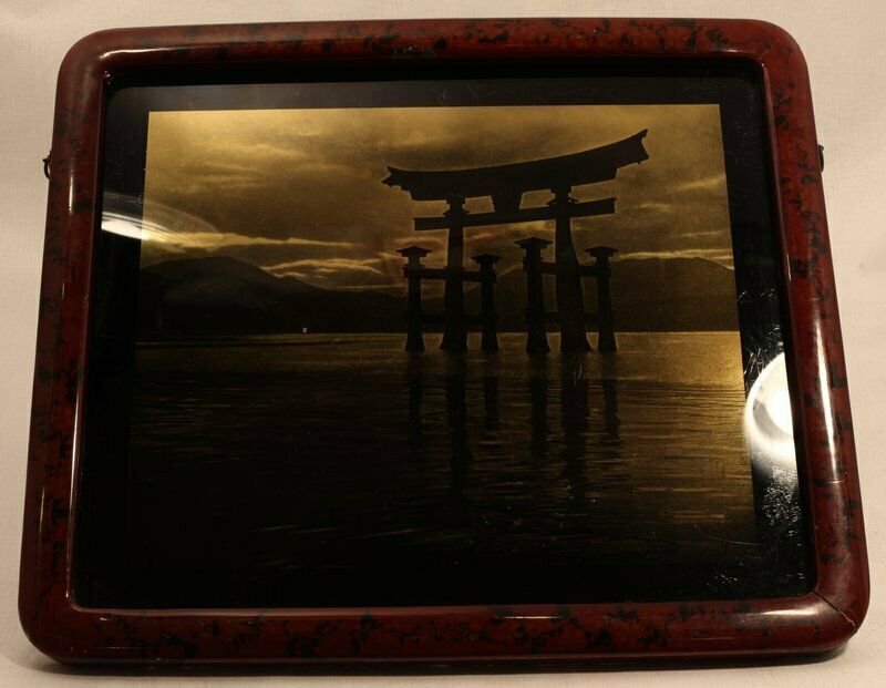 Japanese orotone photograph of Itsukushima Shrine at sea (single piece)