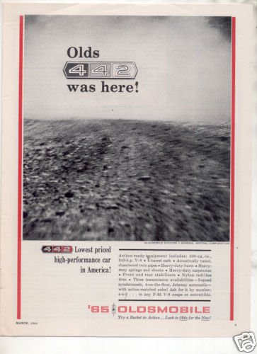 1965 OLDSMOBILE 442 VINTAGE CAR AD