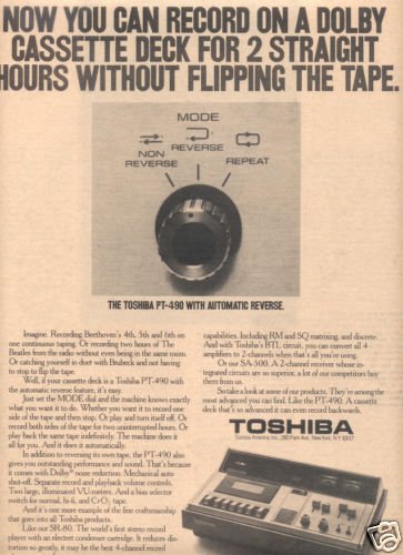 1973 TOSHIBA PT-490 CASSETTE DECK RECORDER AD