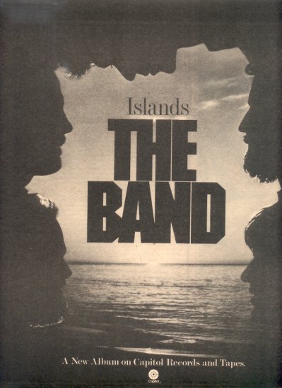 * 1977 THE BAND ISLANDS POSTER TYPE PROMO AD