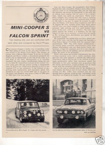 1964 MINI COOPER S FALCON SPRINT ROAD TEST CAR AD