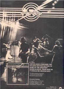 1977 ATLANTA RHYTHM SECTION POSTER TYPE AD