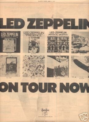 LED ZEPPELIN TOUR FLYER PROMO AD 1977 JIMMY PAGE PLANT