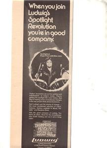 1976 ROGER POPE ELTON JOHN LUDWIG DRUMS POSTER TYPE AD