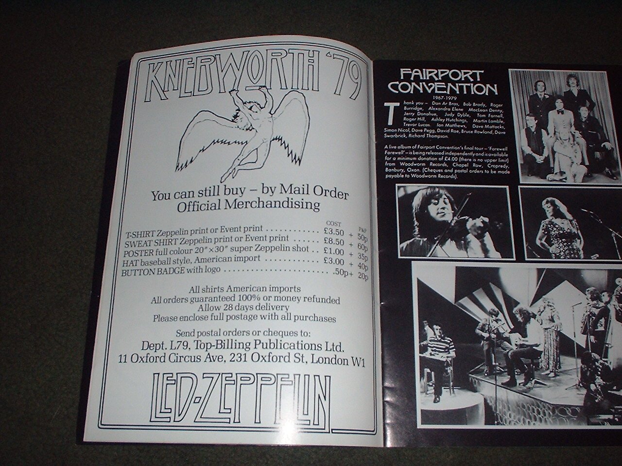 LED ZEPPELIN OFFICIAL TOUR PROGRAM KNEBWORTH 1979