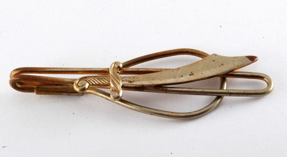 Vintage Saber Sword Men's Gold Plated Brass Tie Clip Tie Clasp Slide on ...