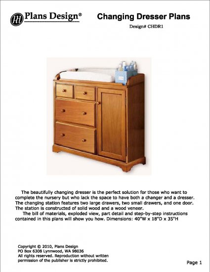 Nursery Baby Changing Dresser Woodworking Plans, Design# CHDR1