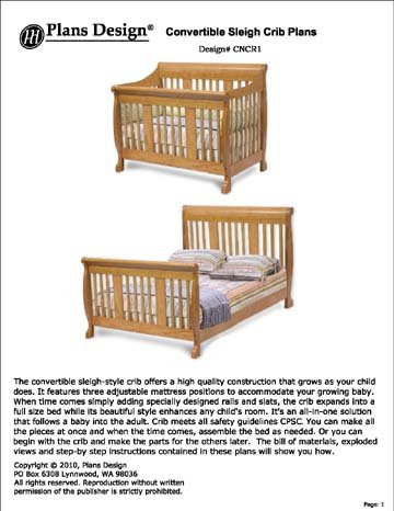 Convertible Sleigh Style Crib Woodworking Plans, Design #CNCR1