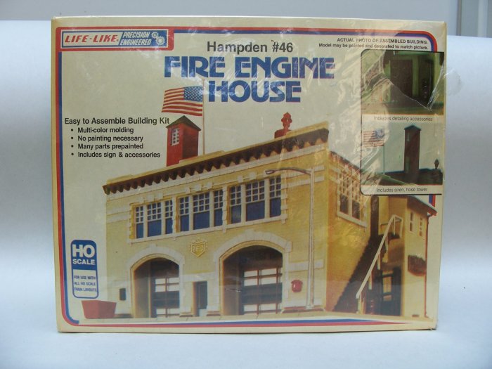 Vintage LIFE LIKE HO Scale Fire Engine House Building Kit NOS