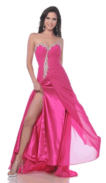 Hot Pink Pageant and Prom Long Dress (Size 4 to 18) #7565C