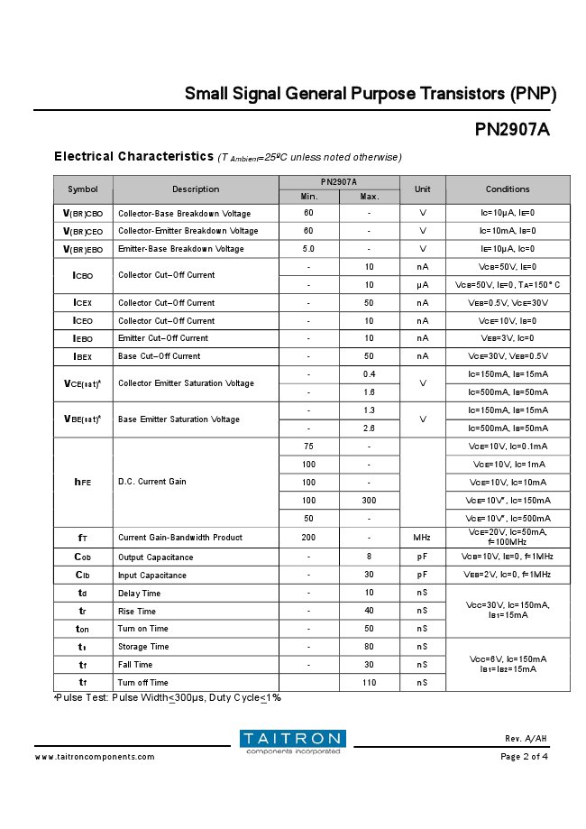 PN2907A NPN TRANSISTOR general purpose 8 Pcs